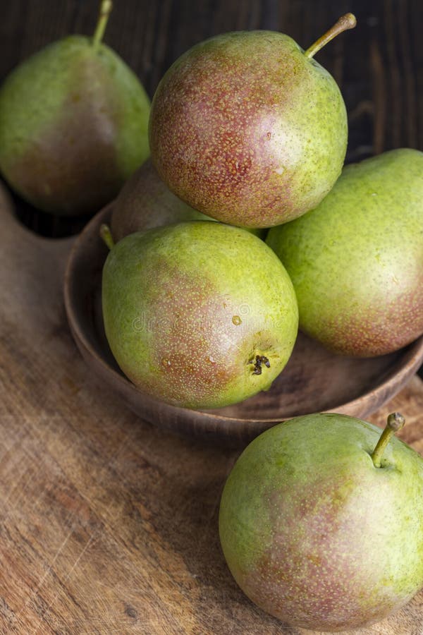 Whole Ripe Green Pears on the Board Stock Photo - Image of pear ...