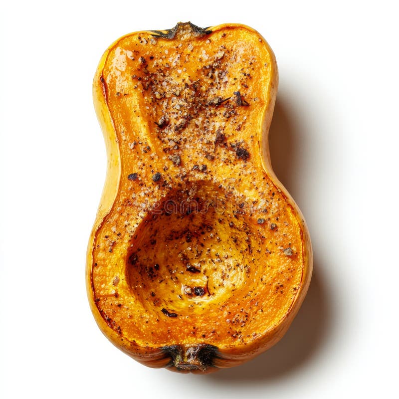 A Whole Roasted Butternut Squash, Isolated on a White Background ...