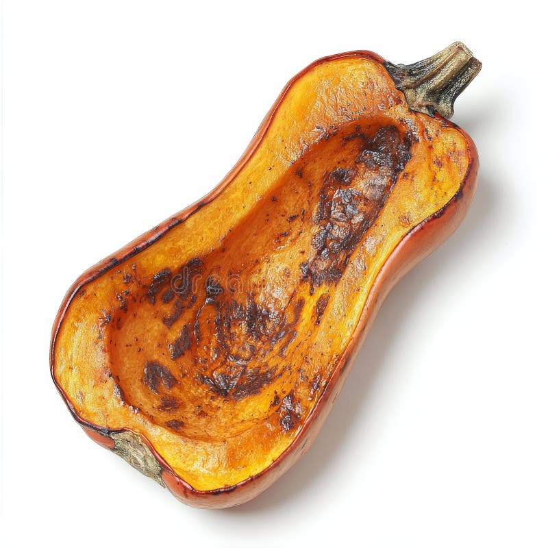 A Whole Roasted Butternut Squash, Isolated on a White Background ...