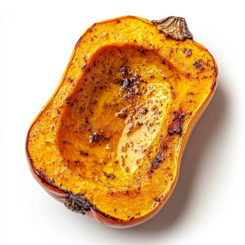 A Whole Roasted Butternut Squash, Isolated on a White Background ...