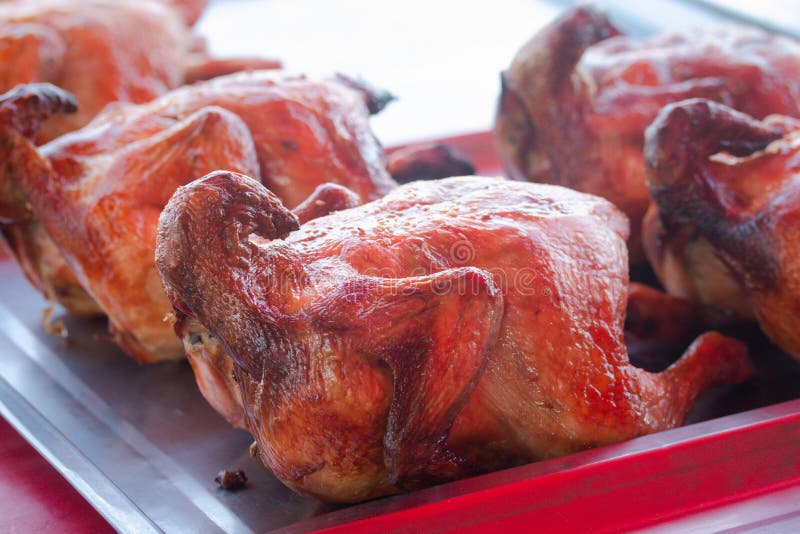 Whole Roasted Chicken is Placed in a Tray Stock Photo - Image of buffet ...
