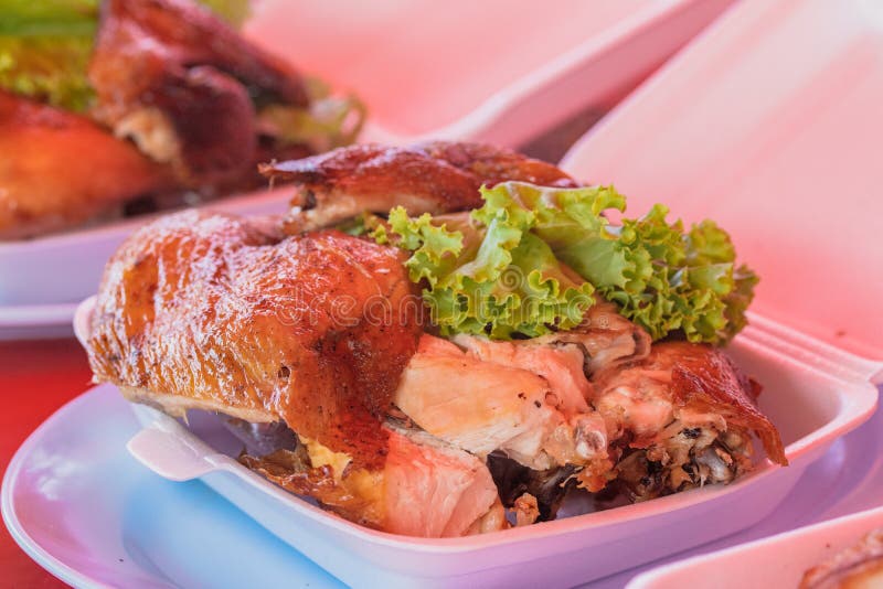 Whole Roasted Chicken is Placed in a Tray Stock Image - Image of dinner ...