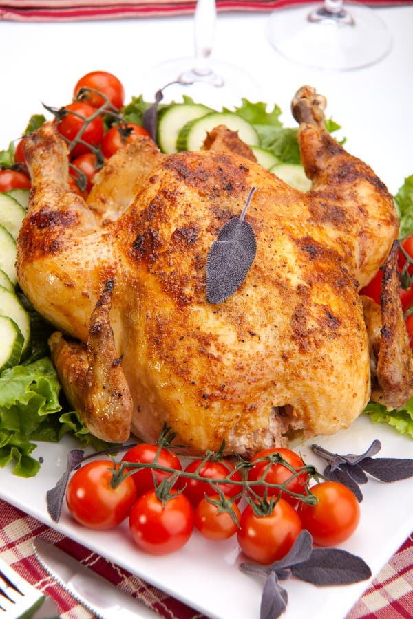 Whole Roasted Chicken on Table Stock Image - Image of golden, food: 9315019