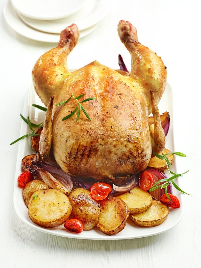 Whole roasted chicken stock image. Image of dish, celebrating - 78418999