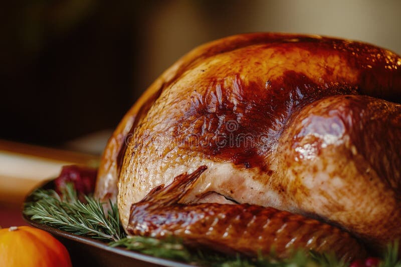 A Whole Roasted Turkey Sits on a Platter, Ready for Serving Stock Photo ...