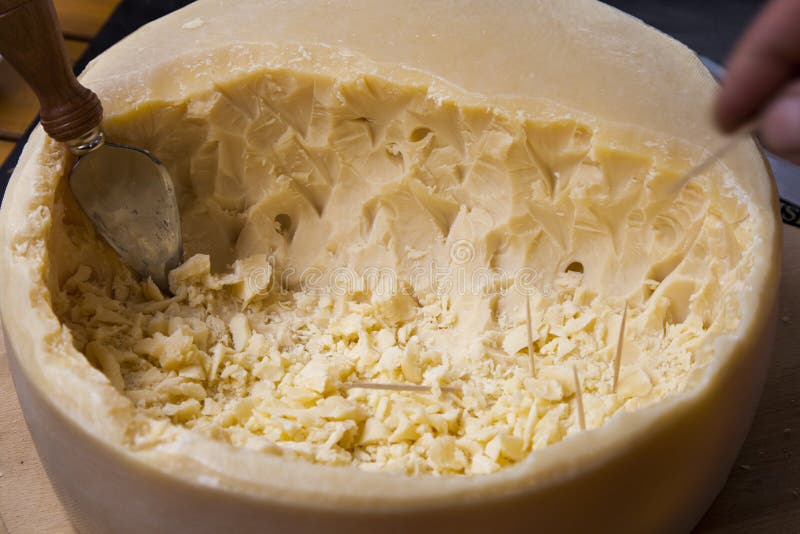 Whole Round Parma Cheese Wheel Stock Image - Image of product ...
