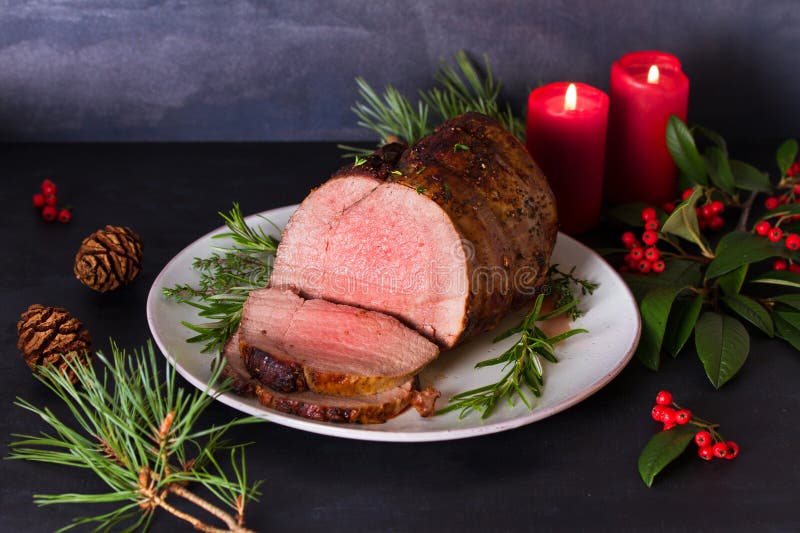 Whole round roast beef stock photo. Image of round, broccoli - 343606974