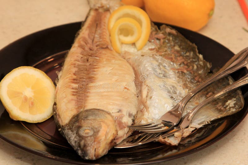 Whole on Salt Cooked Fish with Skin Removed on One Side .Whole Fish ...
