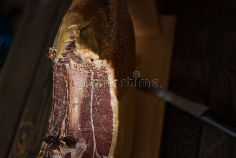 Whole Serrano Ham. Top View Stock Image - Image of food, nourishment ...