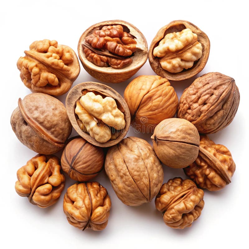 Whole and Shelled Walnuts Healthy Nut Stock Illustration - Illustration ...