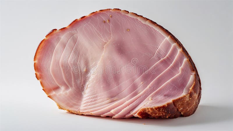Whole Slice of Ham with Rounded Edges and Pink Tone Placed Flat on ...