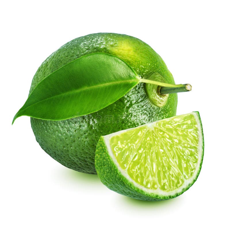 Whole and Slice of Lime Isolated on White Stock Photo - Image of ...