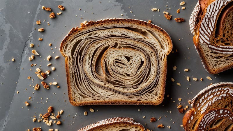 Whole Slice of Marble Rye Bread with Swirled Brown Pattern Placed Flat ...