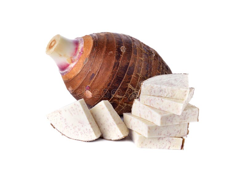 Whole and Sliced Fresh Taro on White Stock Image - Image of healthy ...