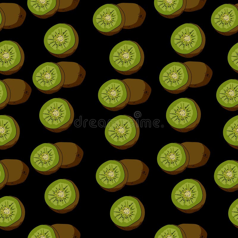 Seamless Background Green Kiwi Cute Kiwi Pattern Stock Illustrations ...