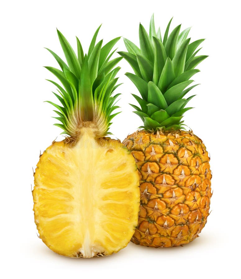 Pineapple Slice Isolated on White Background, Top View Stock Image ...