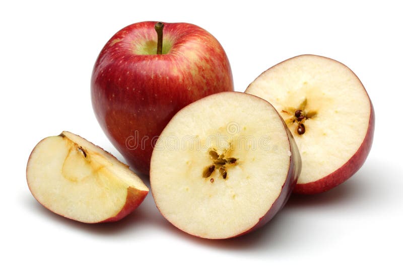 Whole and Sliced Red Apples Isolated on White Stock Photo - Image of ...