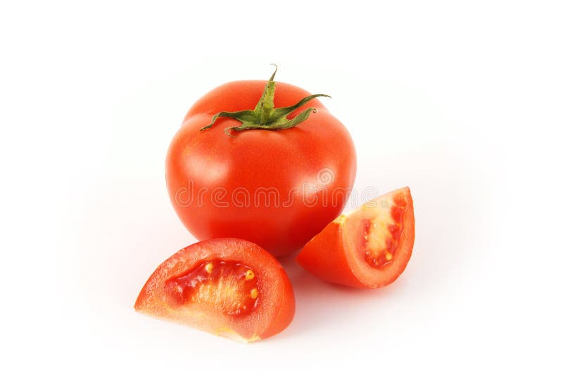 Whole and Sliced Ripe Tomato Stock Photo - Image of ripened, isolated ...