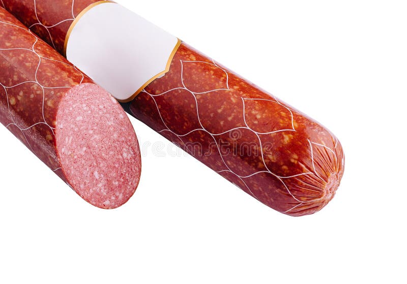 Whole and Sliced Salami on White Background Stock Photo - Image of ...