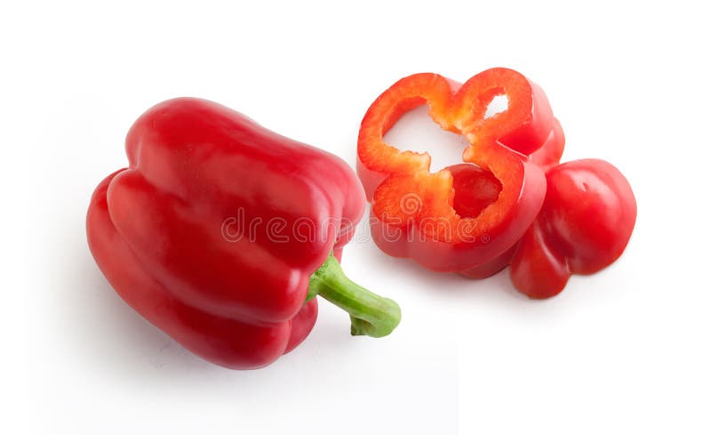 Whole and Slices of Red Paprika Stock Photo - Image of slices, clipping ...