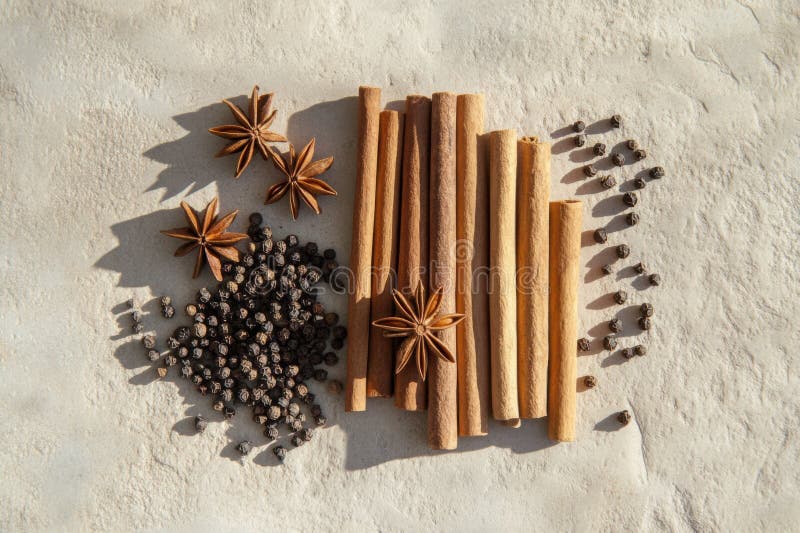 A Selection of Whole Spices Including Cinnamon Sticks and Star Anise on ...