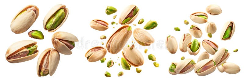 Whole and Split Pistachio Nuts Arranged in Scattered and Floating ...