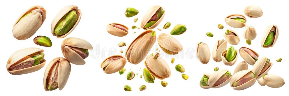 Whole and Split Pistachio Nuts Arranged in Scattered and Floating ...