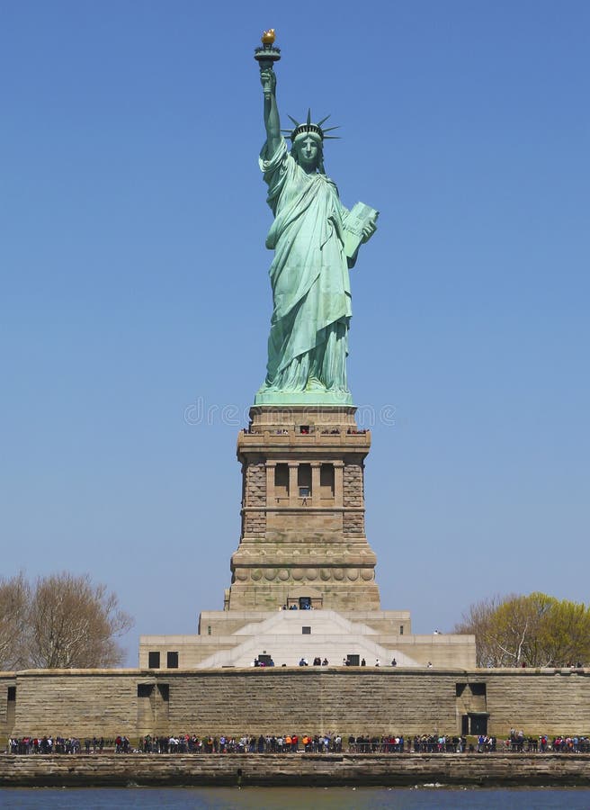 Whole Statue of Liberty from the Front Stock Photo - Image of ...