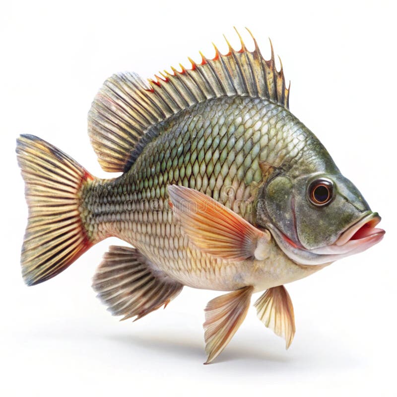 Tilapia Full Body Isolated on White Background Stock Illustration ...