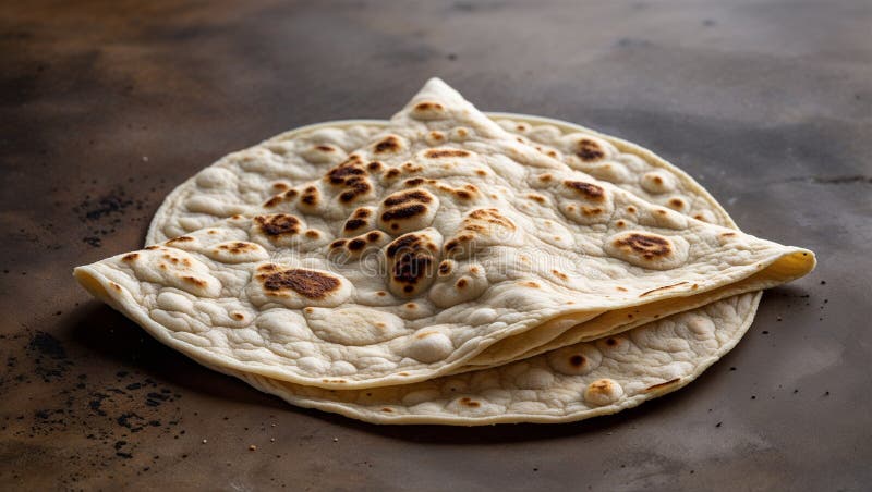 Whole Tortilla Folded into Triangle with Browned Spots and Soft Surface ...