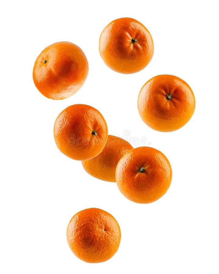 Whole Unpeeled Tangerines Fall in Space. Volumetric Back Light Stock ...