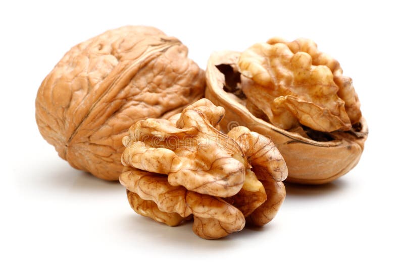 Whole Walnut and Half Walnut Piece. Stock Image - Image of dried ...