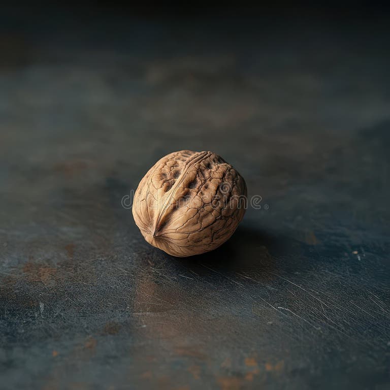 Walnut on Dark Textured Surface with Dramatic Lighting Stock Image ...