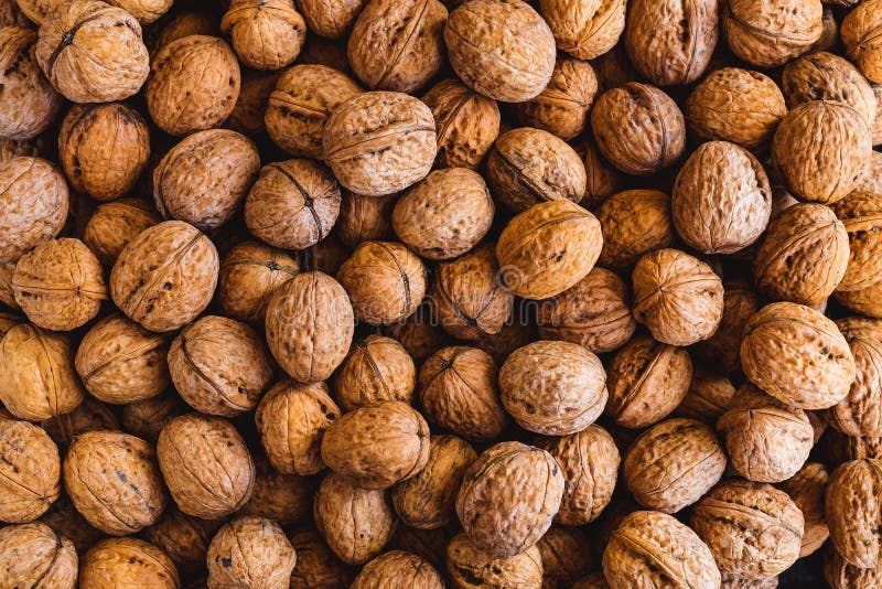 Whole Walnuts Background. Close Up, Top View Stock Image - Image of ...