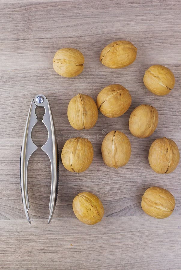 Whole Walnuts in Shell in Bowl, Walnut Kernels. Top View Stock Image ...