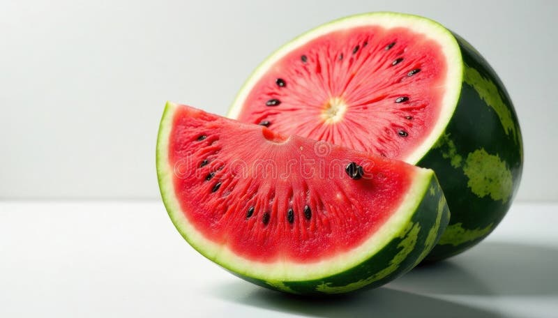 Whole Watermelon, Dark Green Rind, Bright Red Interior , Summer Fruit ...
