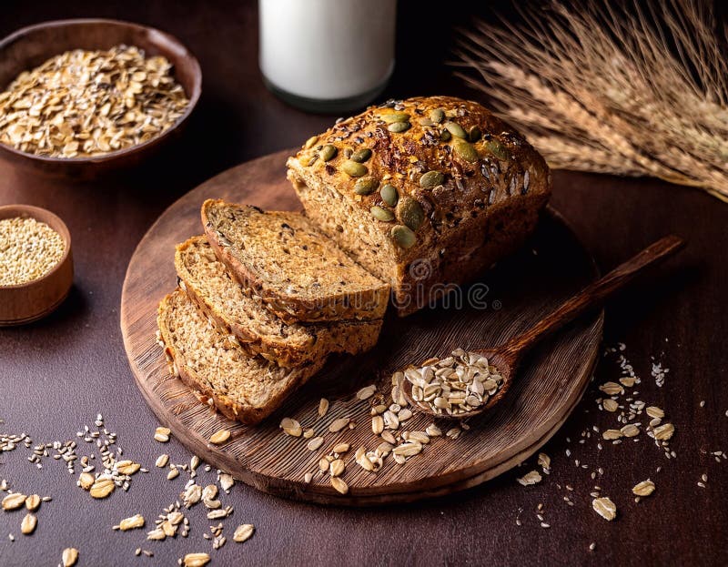 Whole Wheat Bread with Mixed Cereal, Healthy Home Cooking Stock ...