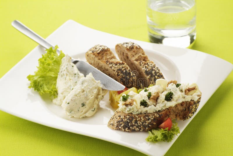 Whole Wheat Bread and Spread Stock Photo - Image of elevated, indoors ...