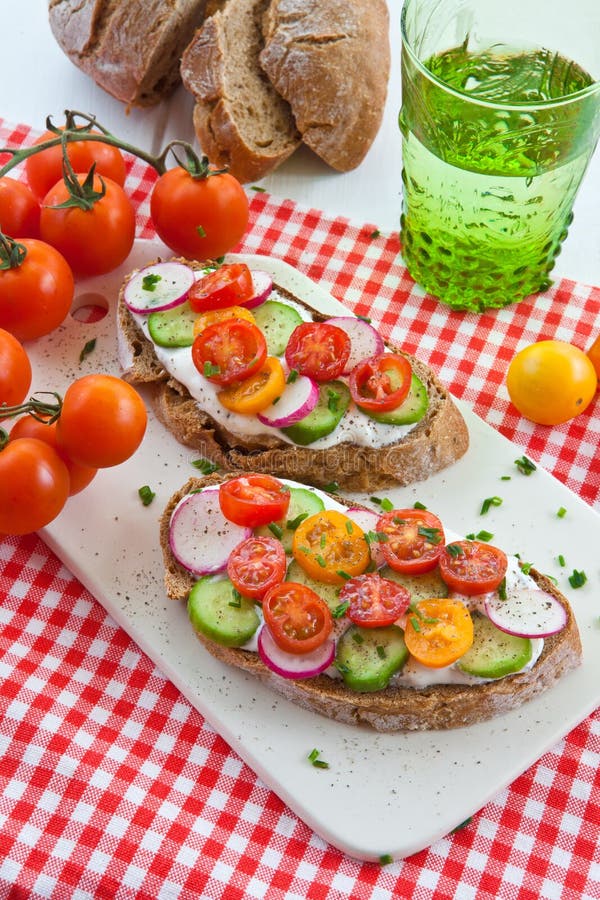 Whole Wheat Bread with Vegetables Stock Photo - Image of radish, cream ...