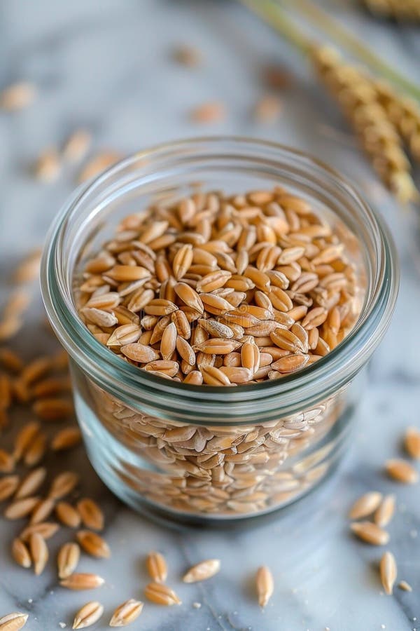 Whole Wheat in a Jar . Wheat Grains are Ready for Grinding Stock Photo ...