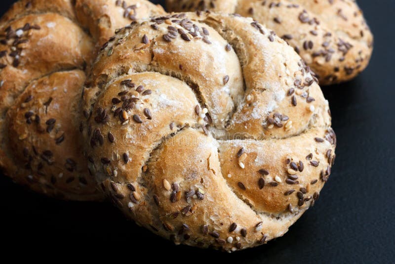 Whole wheat kaiser rolls. stock photo. Image of sesame - 48273970