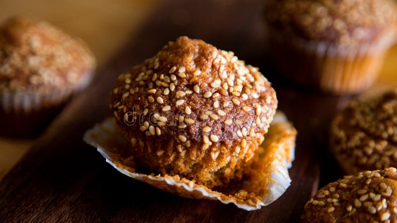 Whole Wheat Muffins with Whole Wheat Flour and Sesame. Stock Photo ...