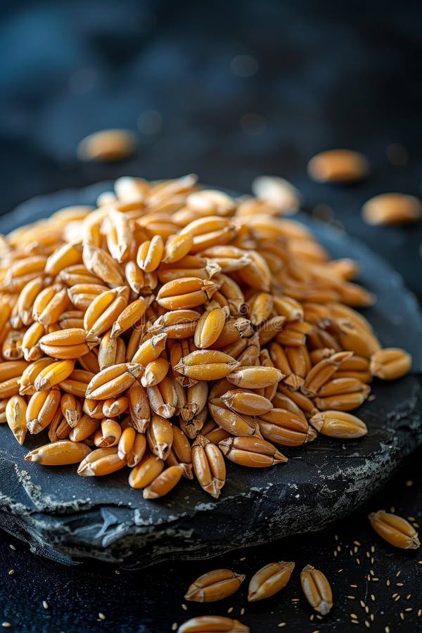 Whole Wheat in a Plate. Wheat Grains are Ready To Be Ground Stock Image ...