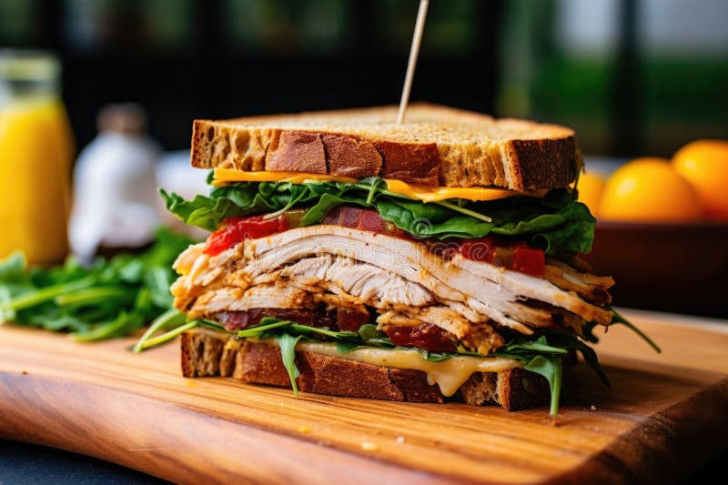 Whole-wheat Sandwich with Turkey Grilled Under Brick Weight Stock Photo - Image of brick ...