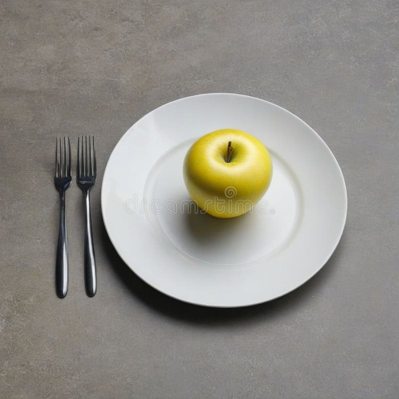 Whole Yellow Apple on a Plate Stock Image - Image of green, apple ...