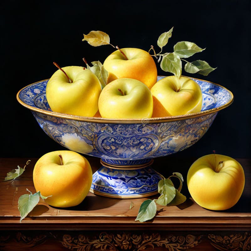 Whole Yellow Apple on a Plate Stock Image - Image of ingredient, nature ...