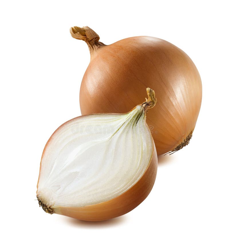 Whole Yellow Onion Half Piece Isolated on White Background Stock Image ...