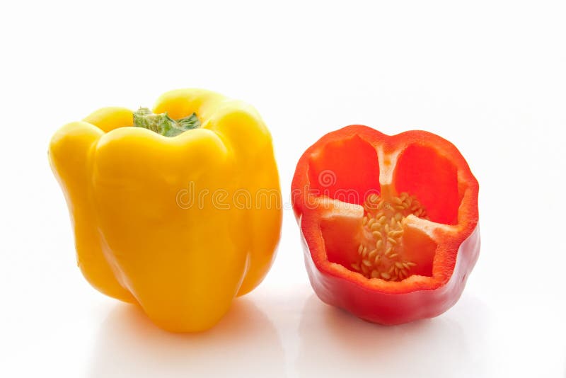 Fresh Cut Red Bell Pepper with Focus on Seeds Stock Image - Image of ...