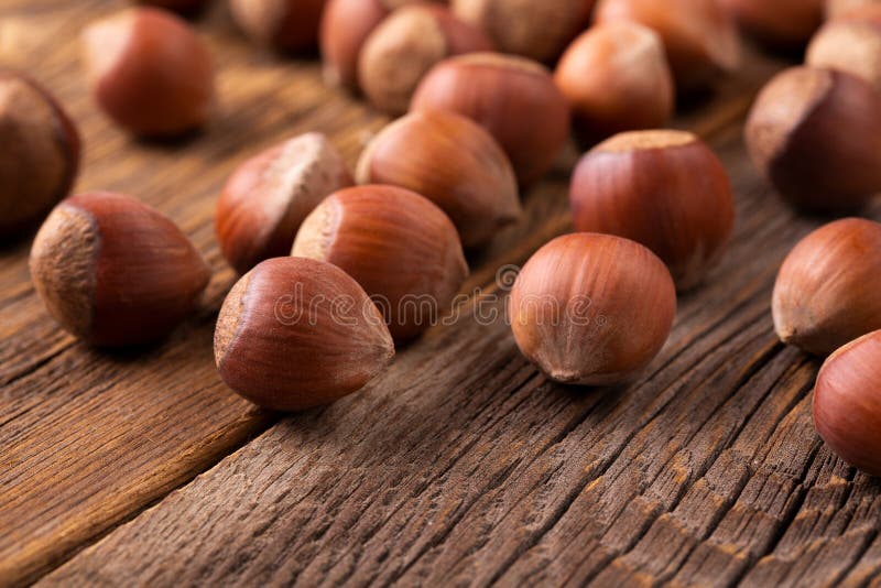 Whole Young Hazelnuts on a Wooden Table Stock Image - Image of snack ...