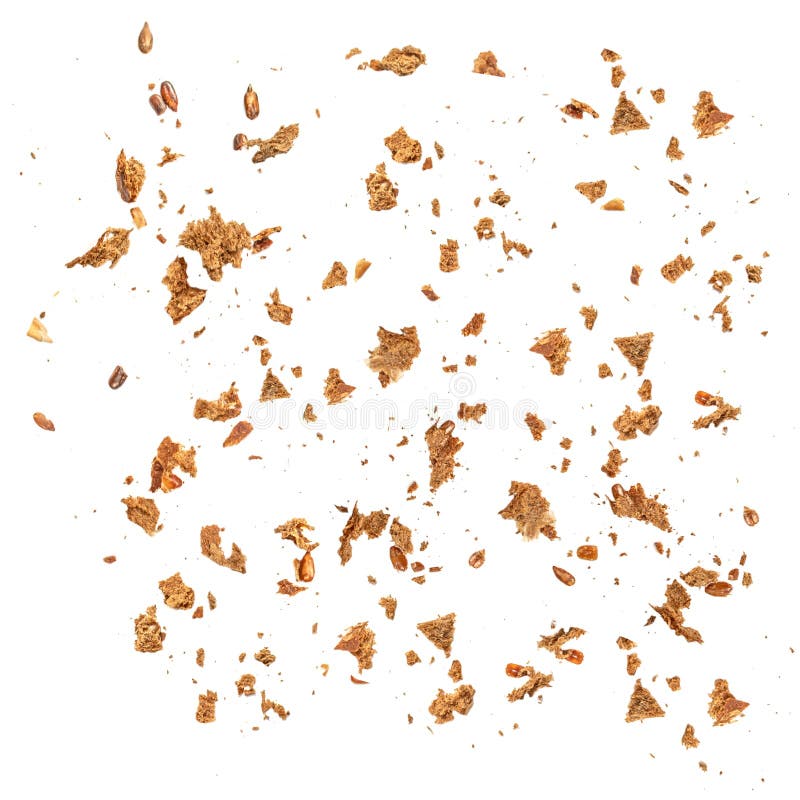 Wholegrain Bread Crumbs Isolated on White Background. Food Pattern. Top ...